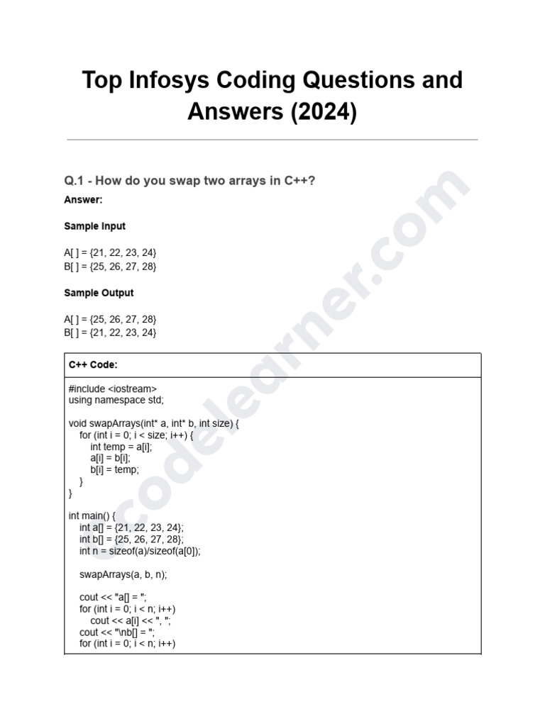 Top Infosys Coding Questions And Answers Pdf C Namespace