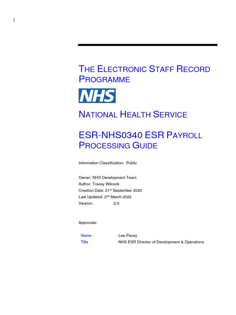 ESR-NHS0340-Payroll Processing Guide v2.0 | PDF | Payroll | Payroll Tax