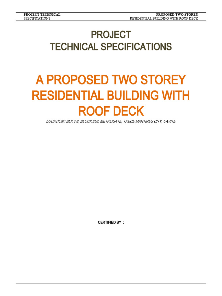 Technical Specifications Bernard | PDF | Concrete | Plumbing