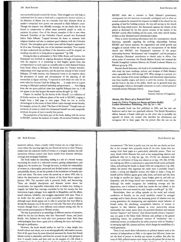 Aman, The Story of A Somali Girl Book Review | PDF | Somalia | Religion ...