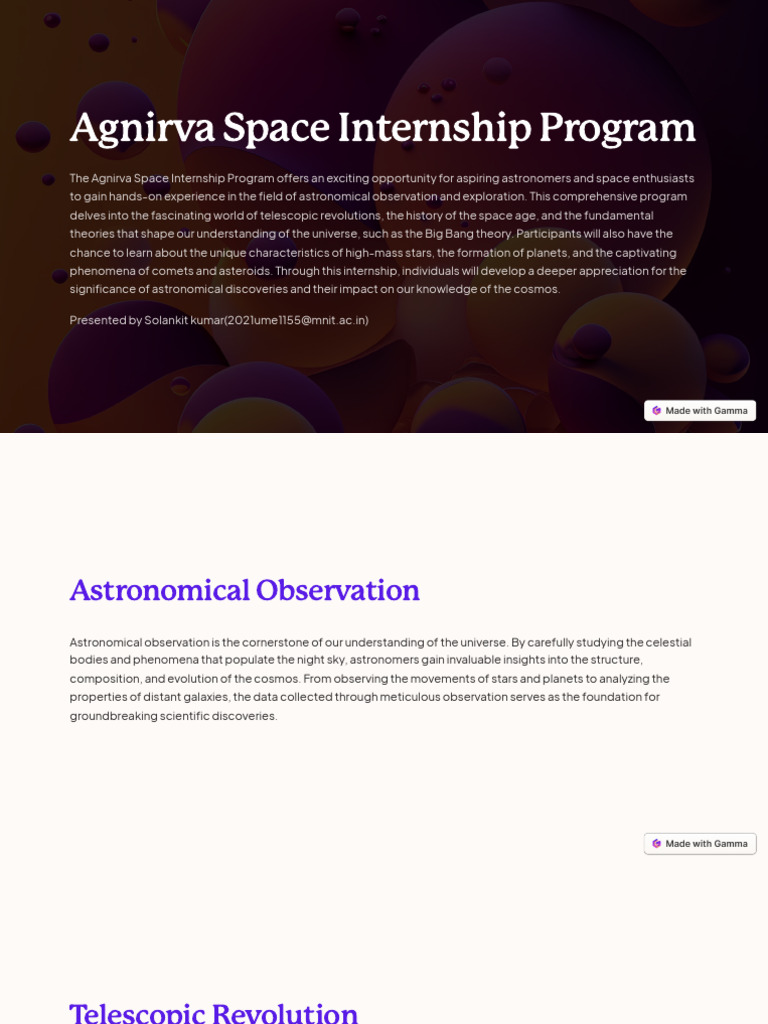 Agnirva Space Internship Program | PDF | Solar System | Planets Agnirva Space Internship Program | PDF | Solar System | Planets