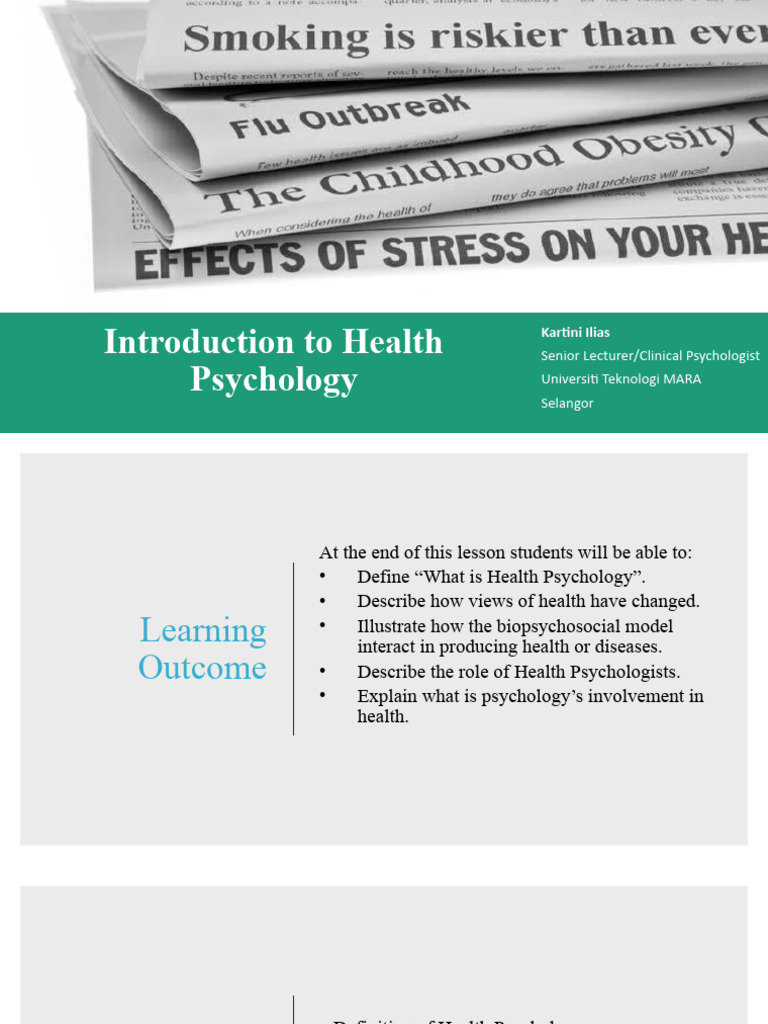Chapter 1 Introduction To Health Psychology | PDF | Health Psychology ...