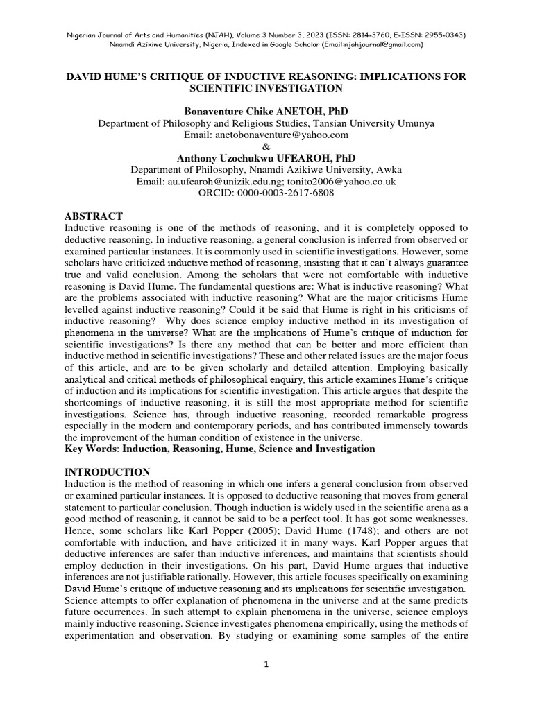 Hume's Induction Critique & Science | PDF | Inductive Reasoning | Reason