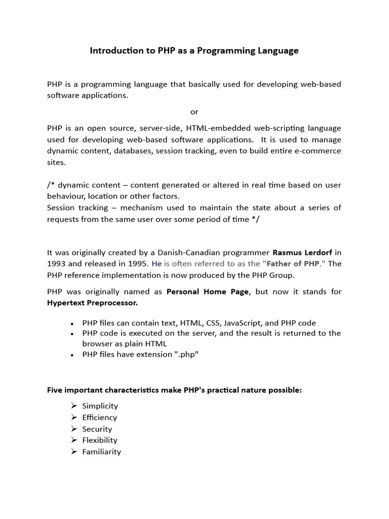Introduction To PHP 19-1-24 | PDF | Php | Dynamic Web Page