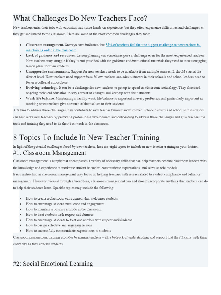 New Teacher Challenges & Solutions | PDF | Teachers | Mentorship