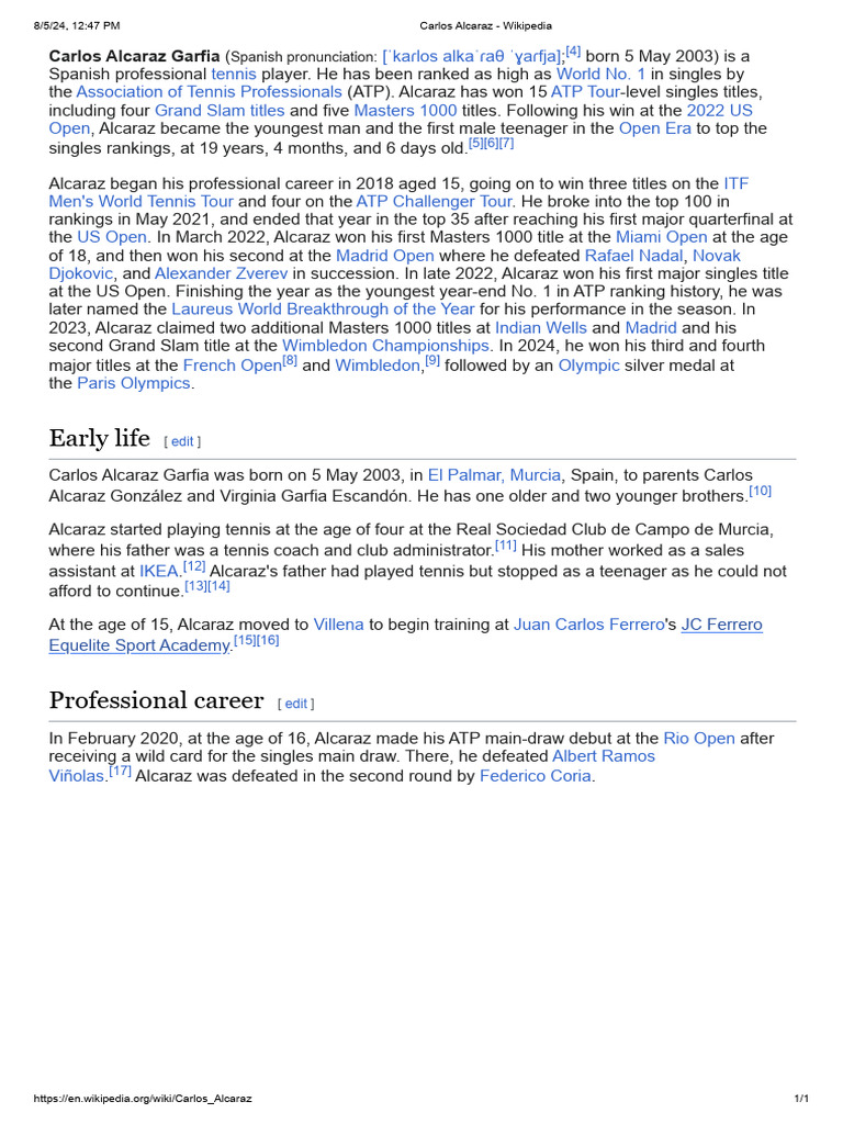 Carlos Al | PDF | Tennis Players | Sports