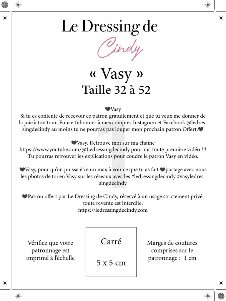 Planche A4 Robe VASY | PDF