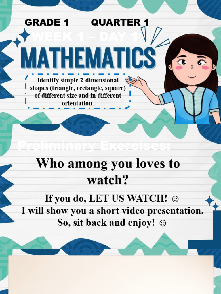 Grade 1 Mathematics Week 1 | PDF | Shape | Dimension