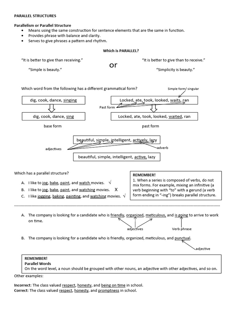 Parallel Structures | PDF | Verb | Adjective