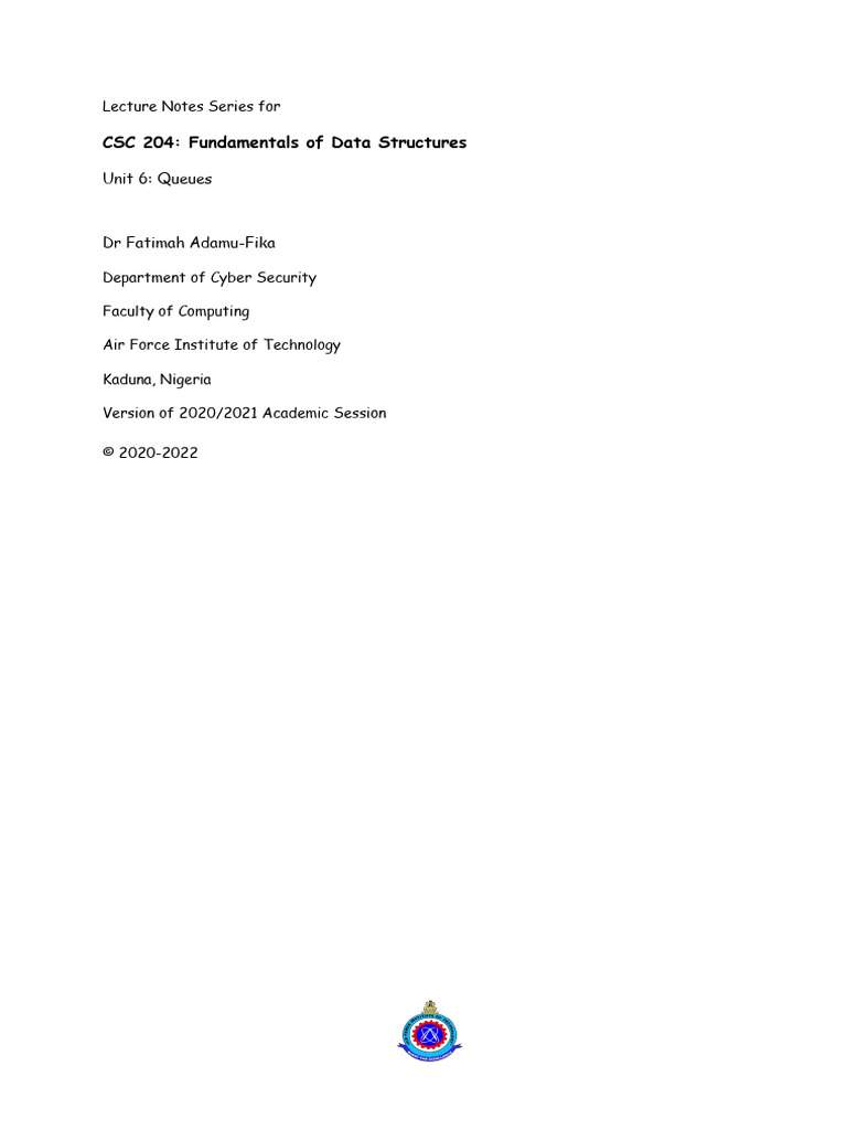 CSC 204: Queue Fundamentals | PDF | Queue (Abstract Data Type ...