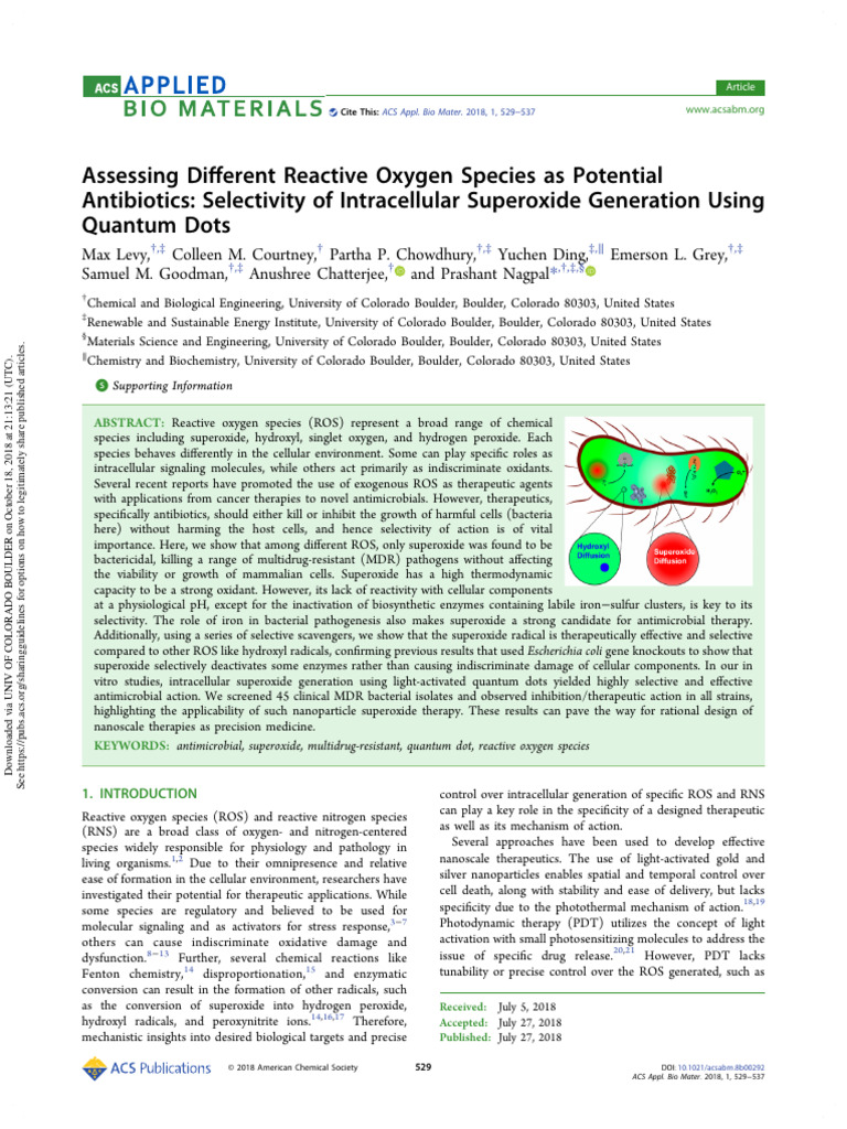 Assessing Different Reactive Oxygen Species as Potential Antibiotics ...