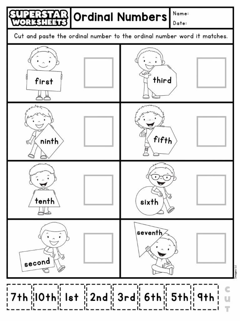 OrdinalNumberWorksheets CutandPaste 1 | PDF