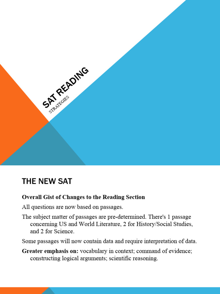 SAT Reading Section Strategies | PDF | Sat | Question