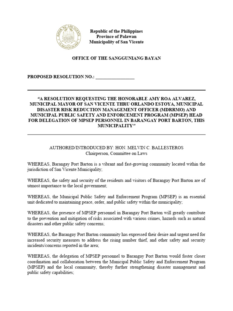 Proposed Resolution - Req MPSEP | PDF | Safety | Securities