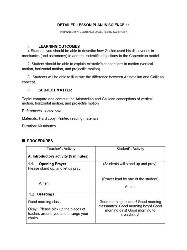 aristotle lesson plan | PDF | Galileo Galilei | Force
