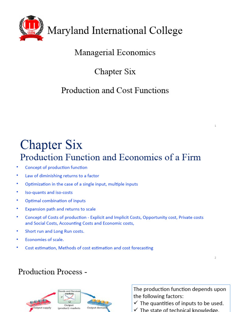 Chapter 6 - Production and Cost Functions | PDF | Production Function ...