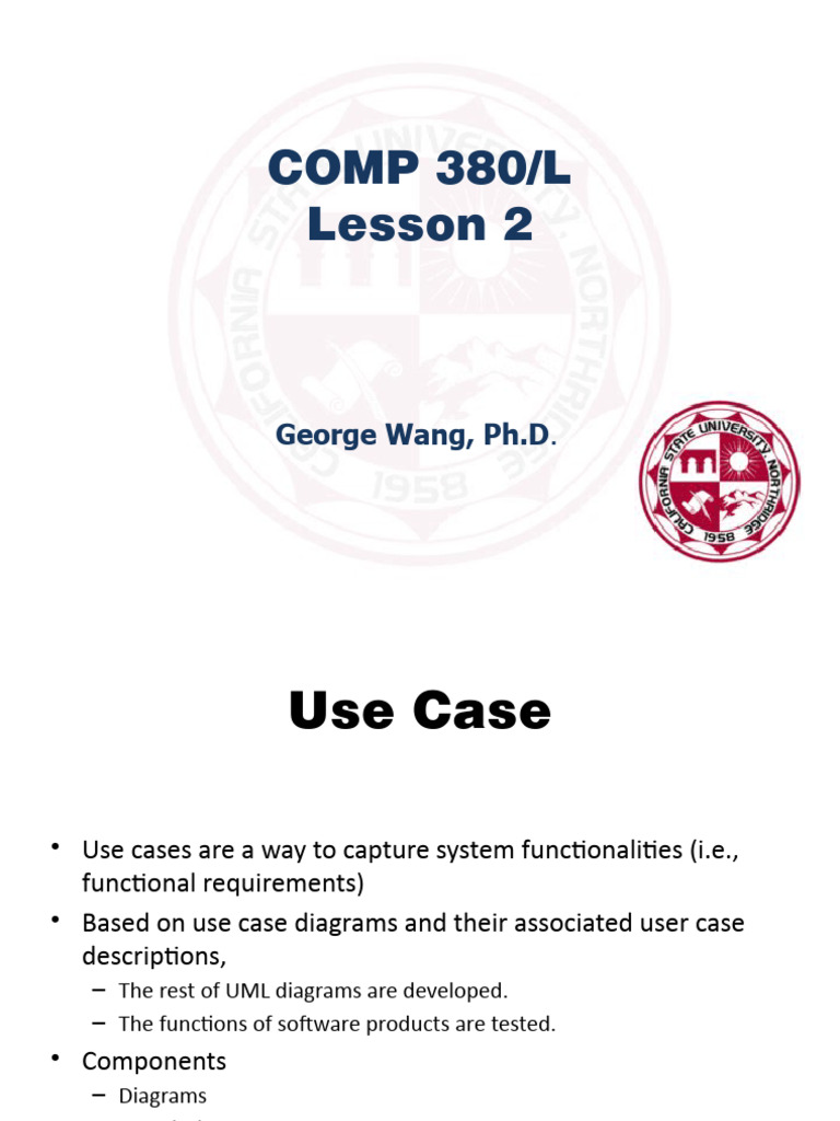 COMP 380/L Lesson 2: George Wang, PH.D | PDF | Use Case | Computer Science