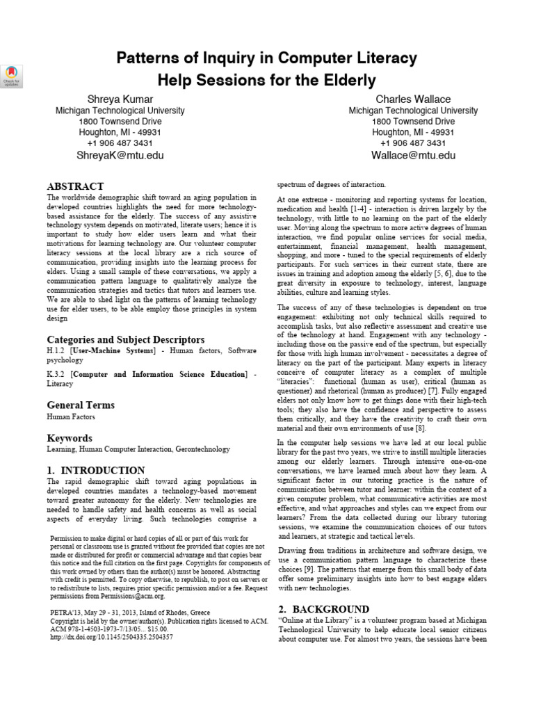 Patterns of Inquiry in Computer Literacy Help Sessions For The Elderly ...