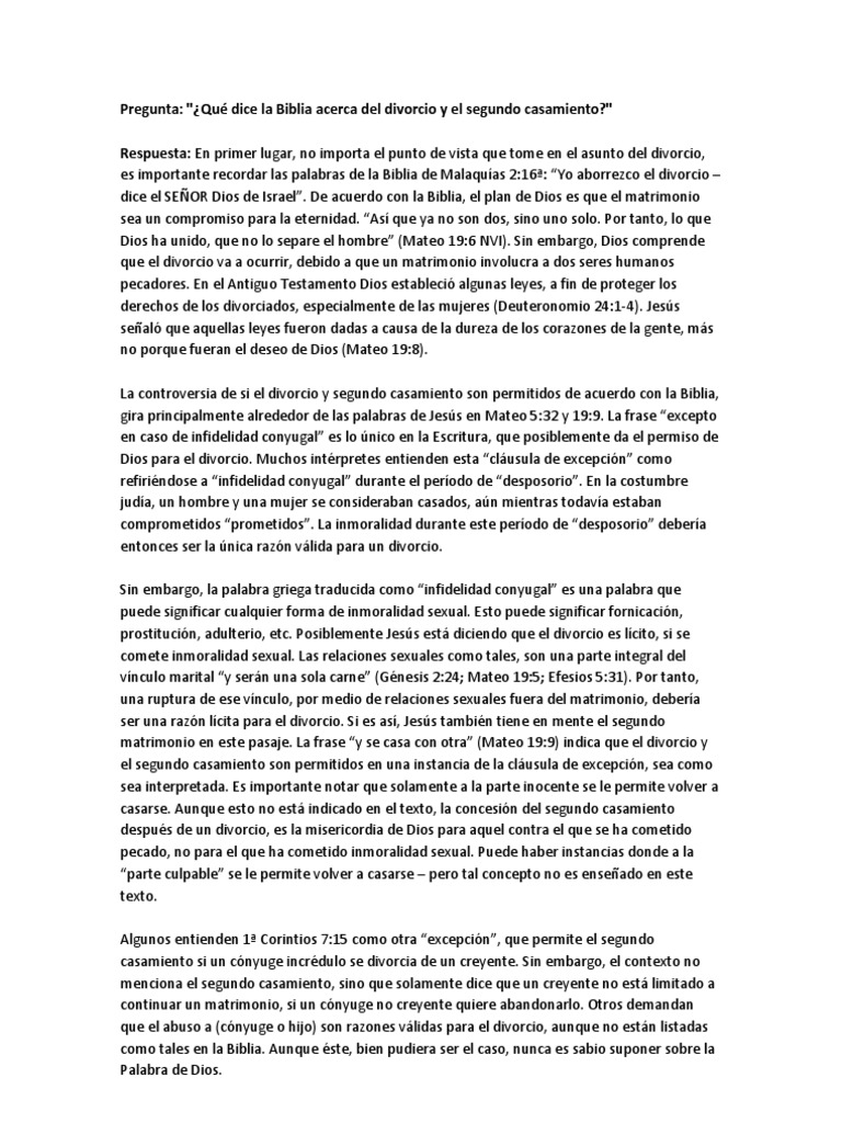 El Divorcio Segun La Biblia | PDF | Divorcio | Infidelidad El Divorcio Segun La Biblia | PDF | Divorcio | Infidelidad