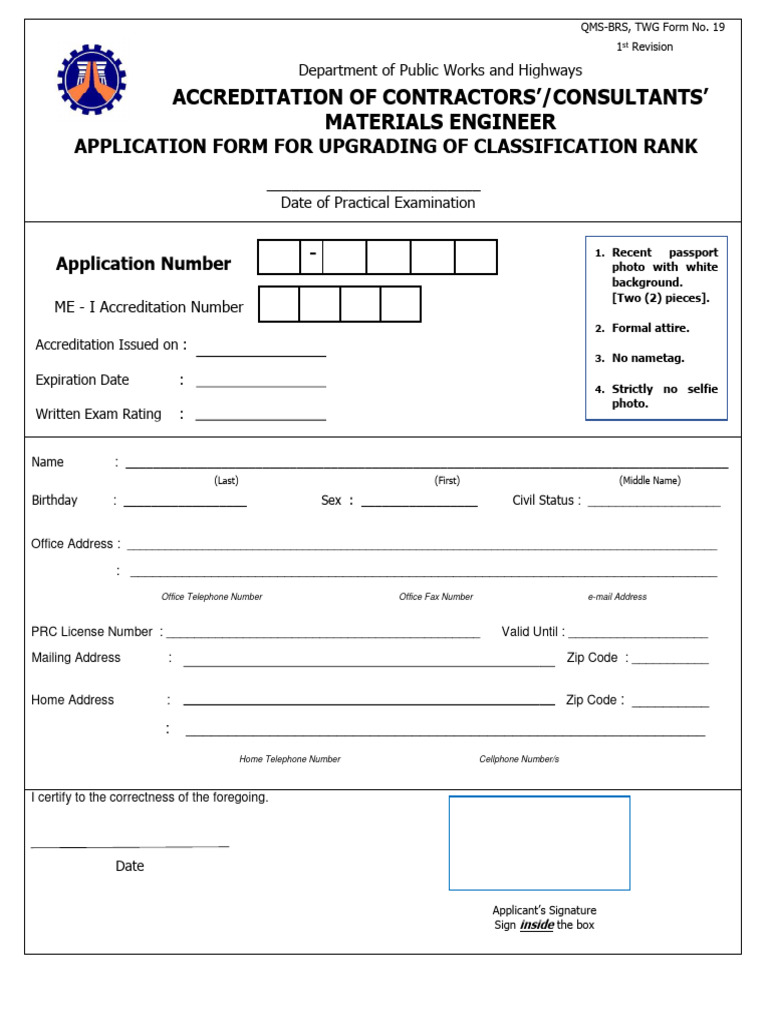 Contractor Materials Engineer Application | PDF | Engineer
