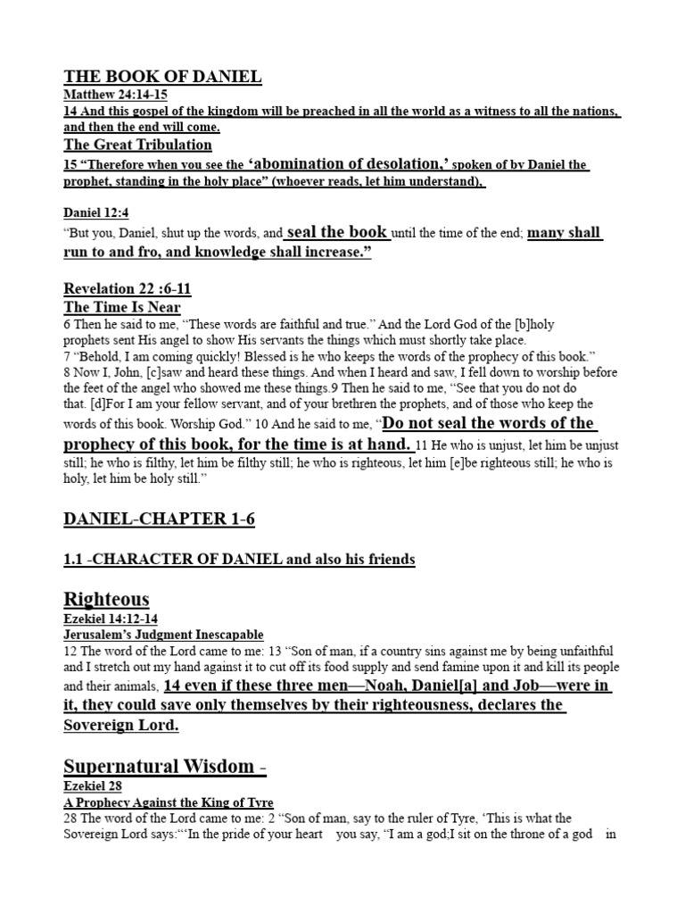 The Book of Daniel-Chapter 1-6 | PDF | Shadrach, Meshach, And Abednego ...