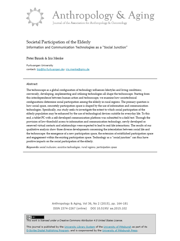 Societal Participation of The Elderly Information and Communication ...