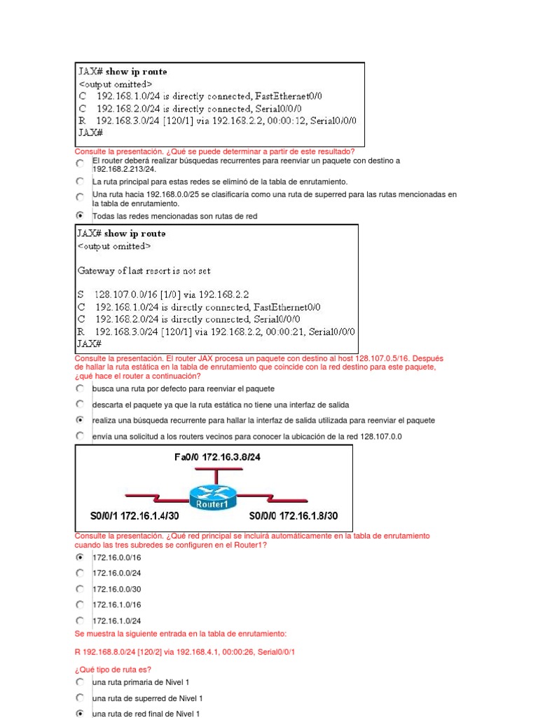 Examen 8 Ccna2 | PDF | Enrutador (Computación) | Dirección IP
