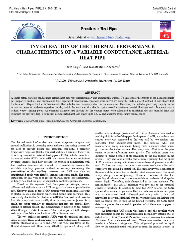 Kaya - Goncharov - Investigation of The Thermal Performance Characteristics of A Variable ...