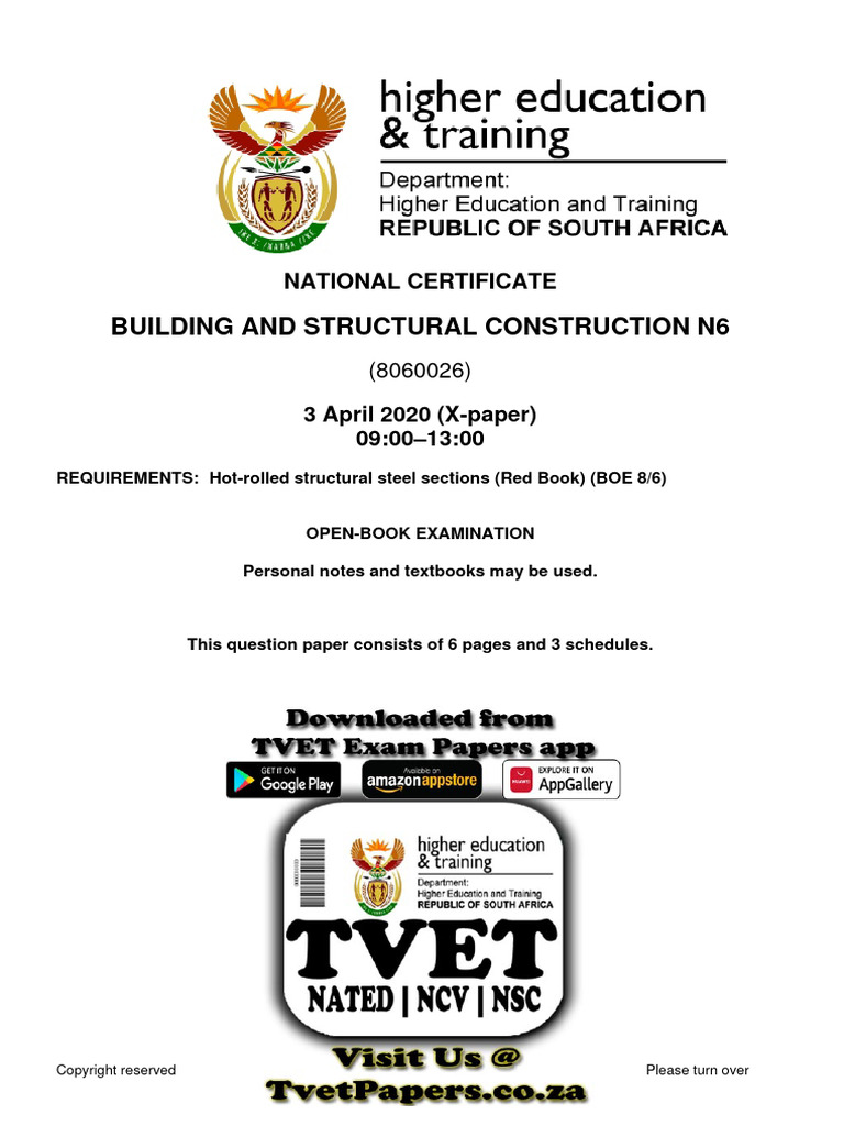 T150 - Building and Structural Construction N6 QP Apr 2020 | PDF ...
