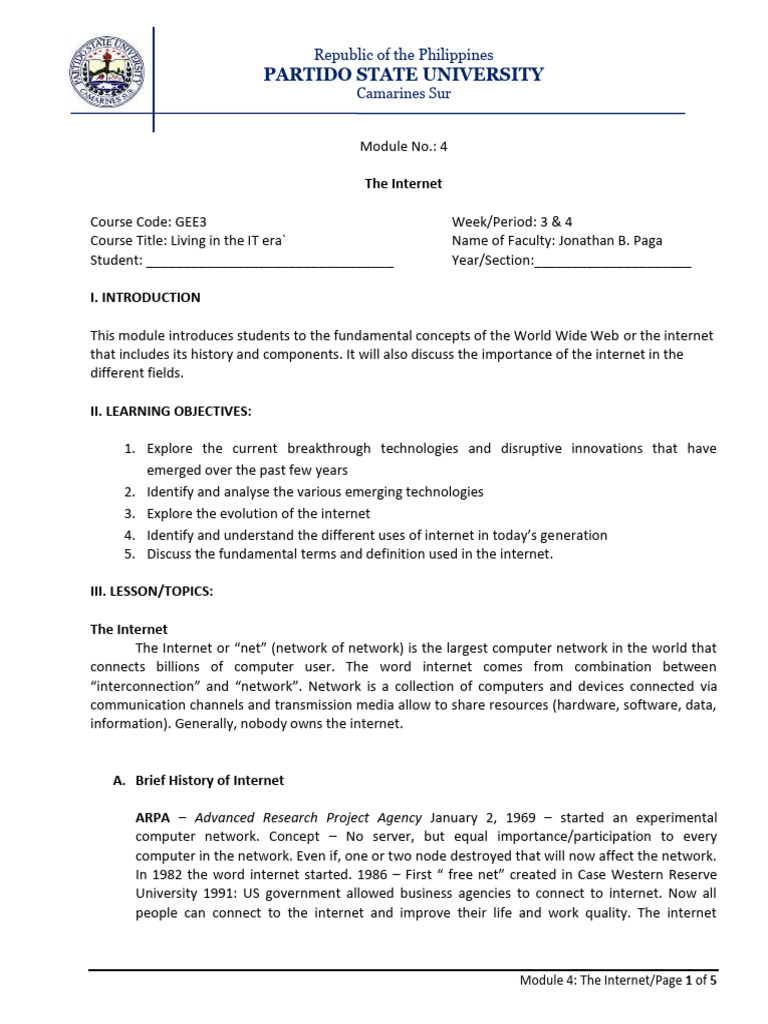 GEE3 Module4 | PDF | World Wide Web | Internet & Web