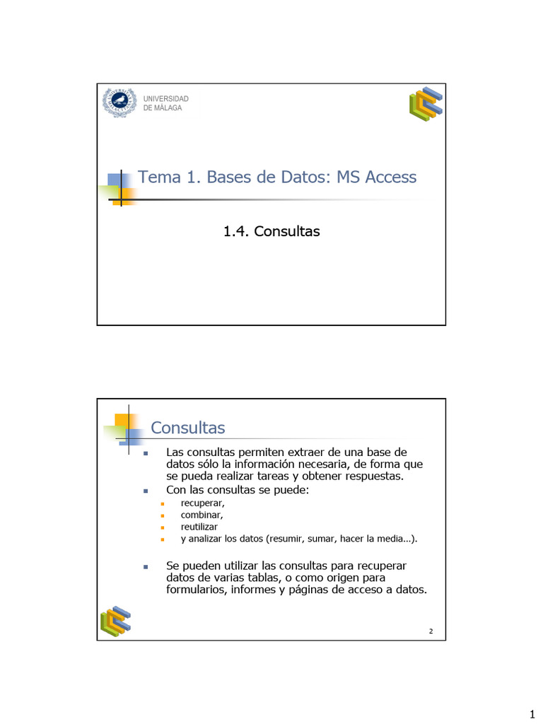 Tema1BDAccess 4-Consultas | PDF | SQL | Bases de datos