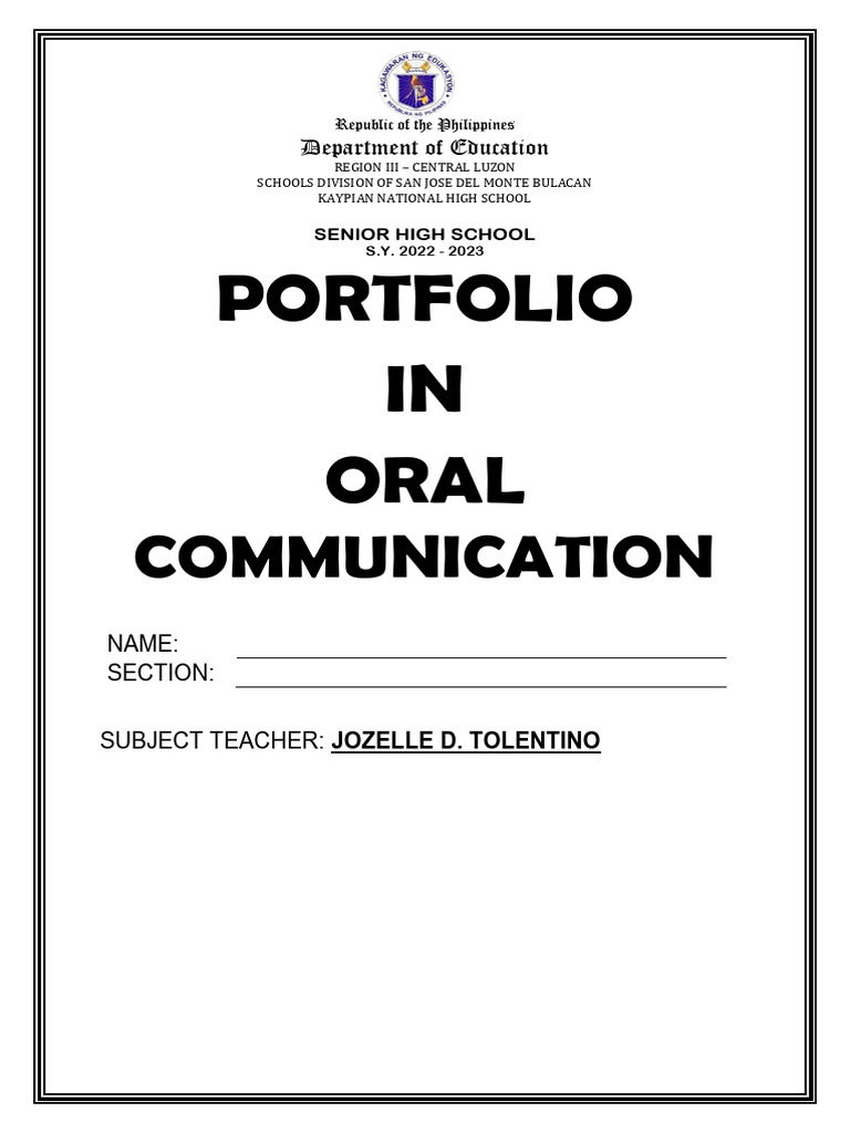 Coverpage - Portfolio Oral Comm | PDF | Philippines