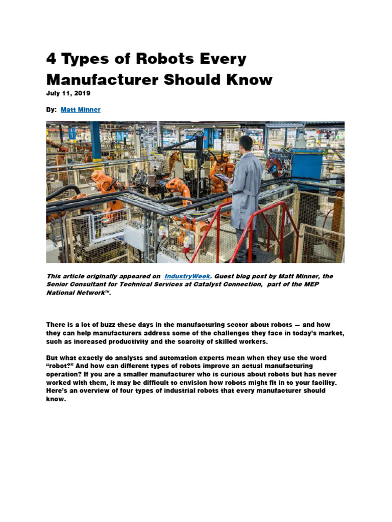 4 Types of Robots Every Manufacturer Should Know | PDF | Robot | Robotics