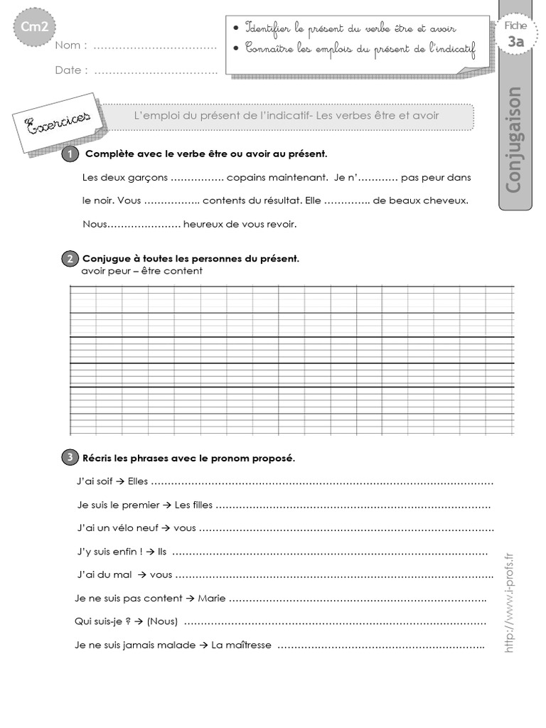 Exercices de conjugaison CM2 | PDF | Verbe | Conjugaison