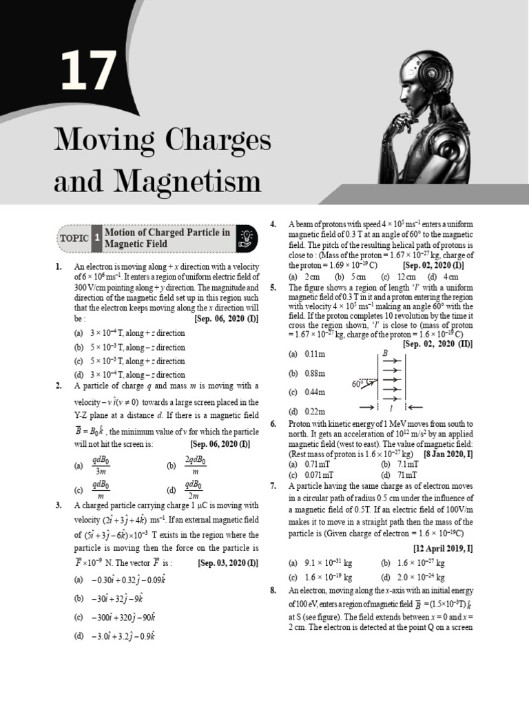 Physics Moving Charges and Magnetism | PDF | Electron | Magnetic Field