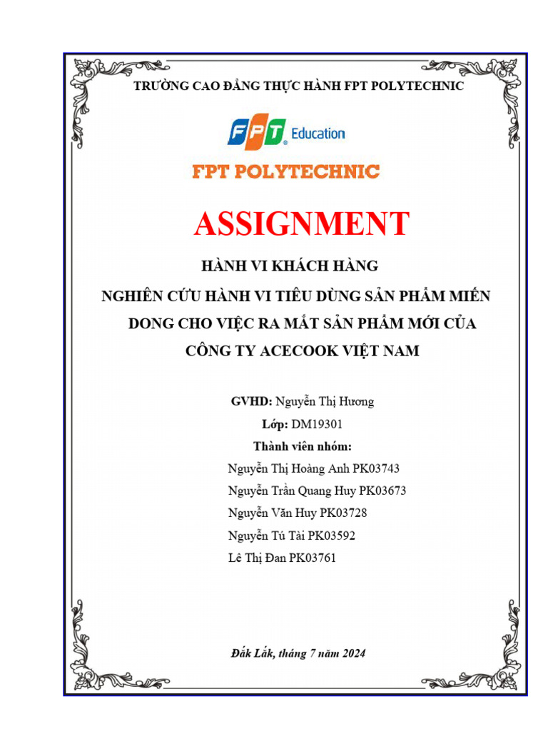 Asm Final Hành Vi Khách Hàng Fpoly | PDF