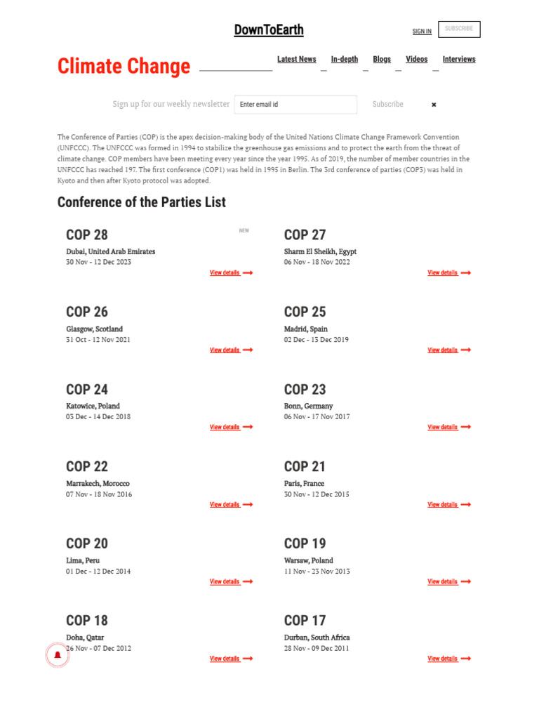 COP1 To COP25 - Find All The Information & News About COP From COP1 ...