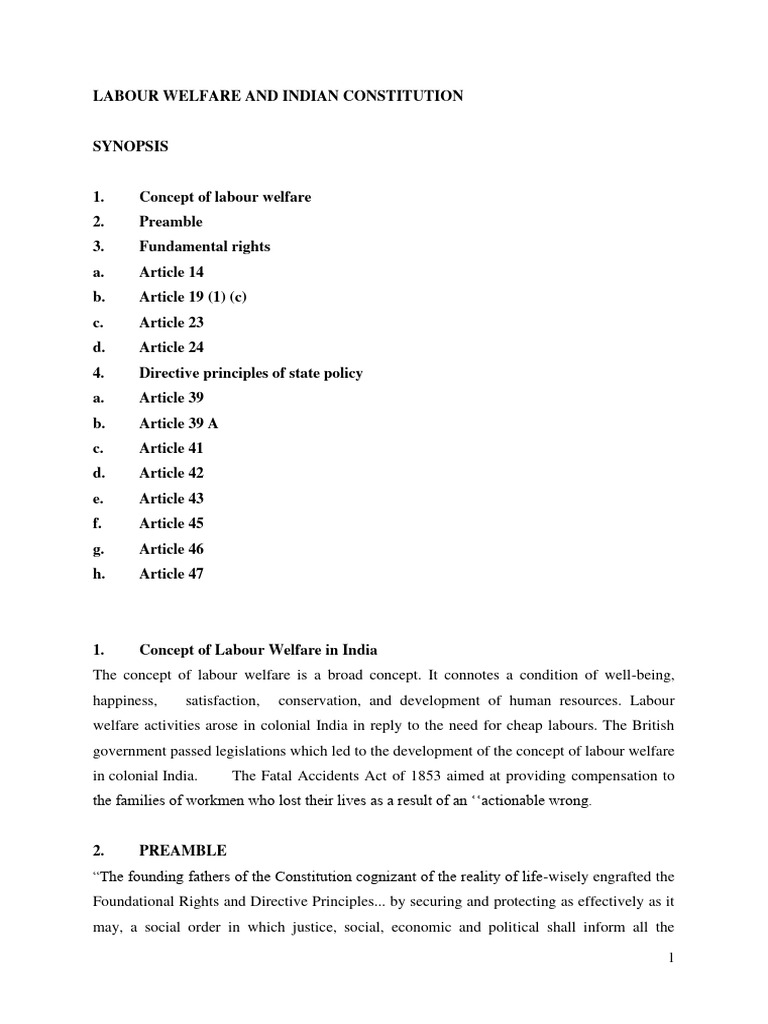 10 - Labour Welfare and Indian Constitution | PDF | Labour Law | Government