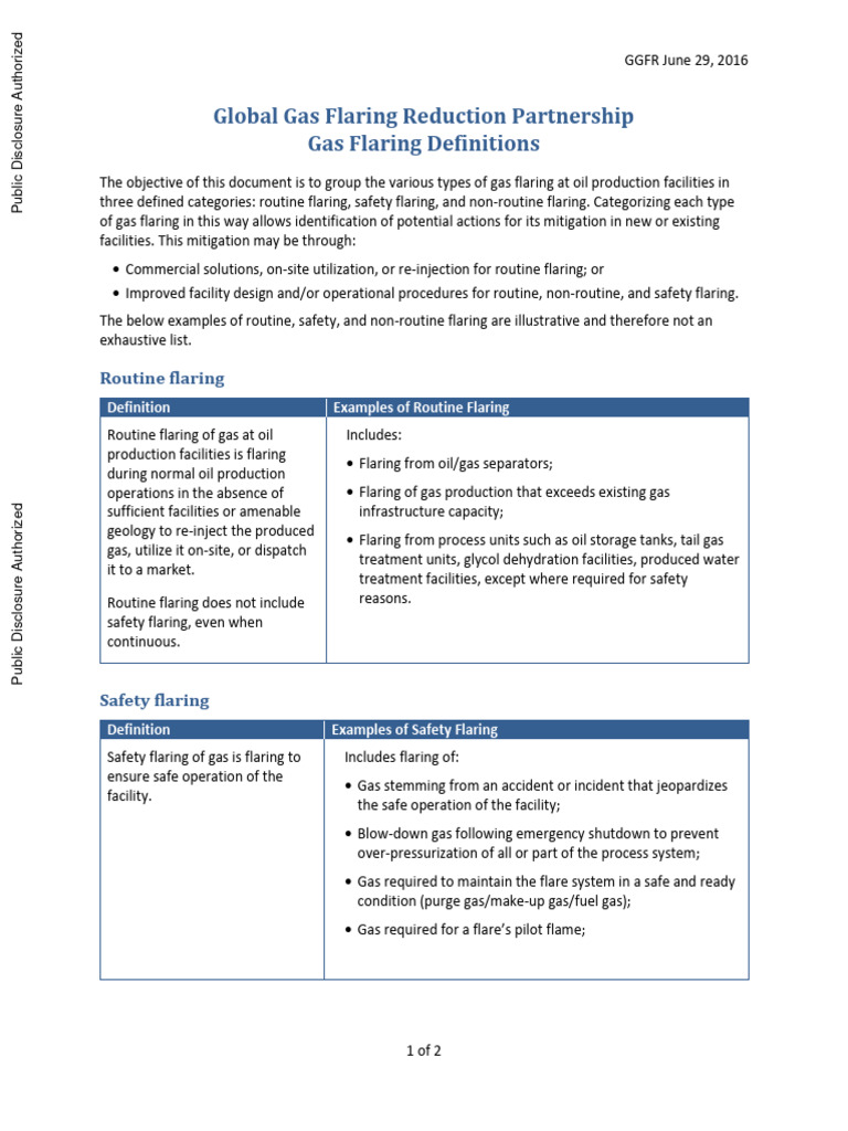 Global Gas Flaring Reduction Partnership Gas Flaring Definitions | PDF ...