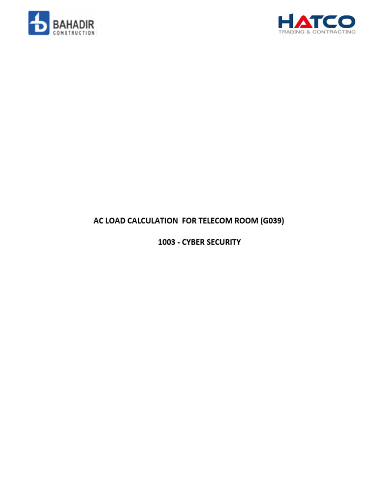 Telecom Room (G039) - Technical Report | PDF | Lighting | Latent Heat