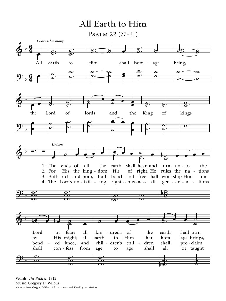 All+Earth+to+Him+ (Psalm+22) Wilbur | PDF | Old Testament Books | Torah