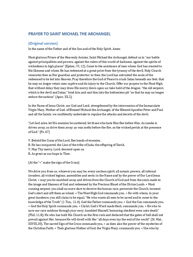 Prayer To ST Michael | PDF | Michael (Archangel) | Satan