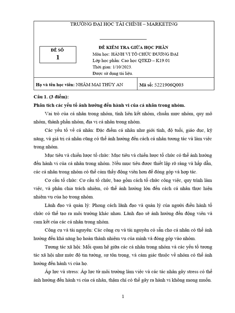 Nhâm Mai Thùy An - K19.01 | PDF