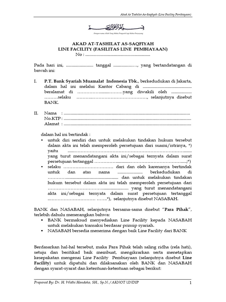 Akad Tashilat: Fasilitas Pembiayaan Syariah | PDF