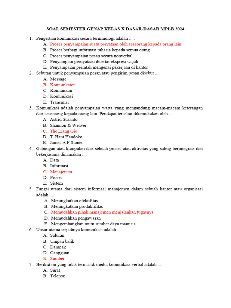 Soal Semester Genap Kelas X MPLB | PDF | Seni
