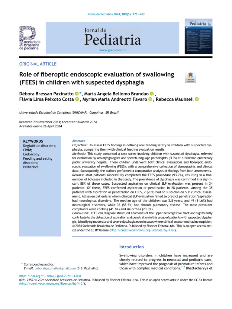 Role of Fiberoptic Endoscopic Evaluation of Swallowing (FEES) in ...