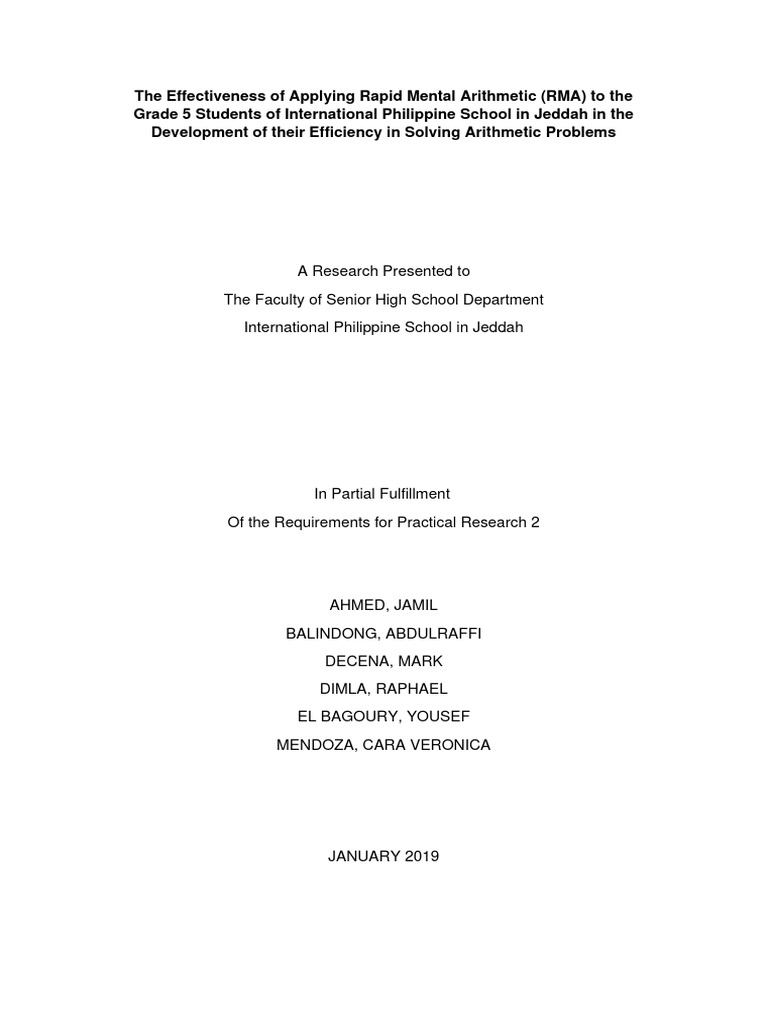 Rapid Mental Arithmetic Thesis | PDF | Arithmetic | Teaching Mathematics