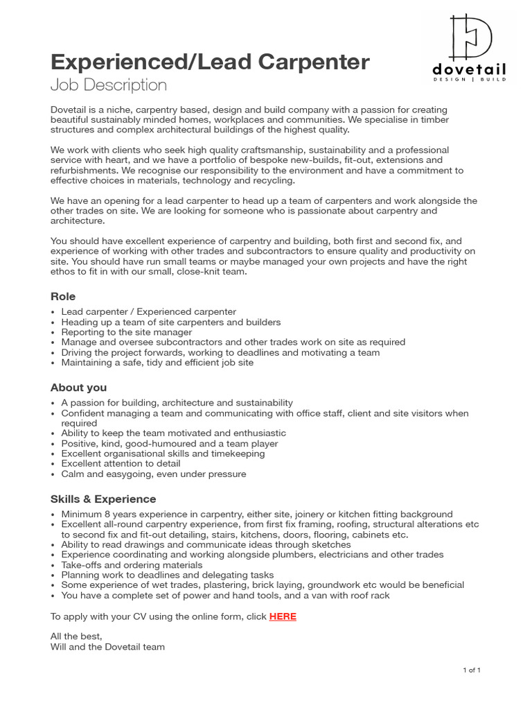 Experienced Carpenter | PDF | Carpentry