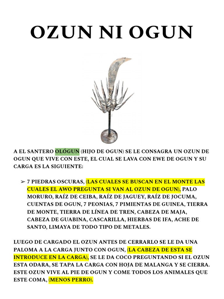 Consagración del Ozun de Ogun | PDF