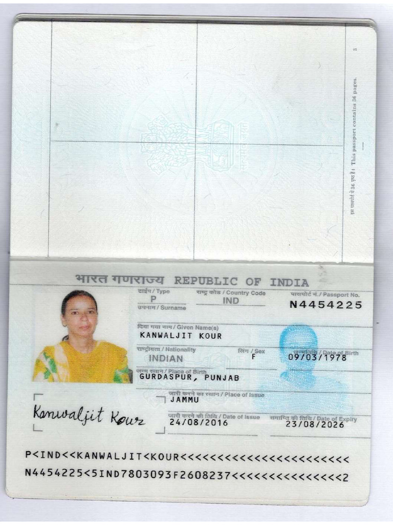Kanwaljit Kaur Passport | PDF